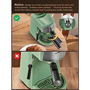 Ihomekee Espresso Machine, 3.5Bar Espresso and Cappuccino Machine with Fast Heating Function, 1-4 Cups Coffee Maker with Milk Frothing Function and Steam Wand (Green)