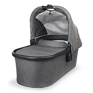 UPPAbaby Bassinet/Compatible with Vista, Cruz, Ridge, Minu Strollers/Overnight Sleep Solution/Mattress, Sheet, and Bug Shield Included/Greyson (Charcoal Mélange/Carbon Frame)