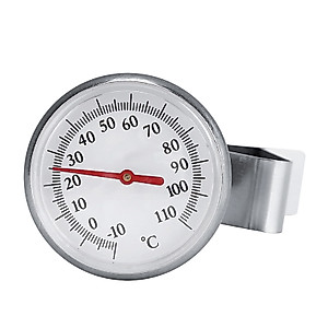 Milk Thermometer, Food Coffee Foam Frothing Temperature Stainless Steel Probe Clip Barista for Drinks Chocolate Liquid Water Candle Meat Cooking Turkey Grill Instant Read Probe Calibrable Large Dial