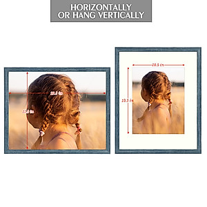 Golden State Art, 16x20 Picture Frame with Mat for 11x14 - High Definition Glass Wall Mounting Horizontal Vertical Displaylay (Blue, 1 Pack)