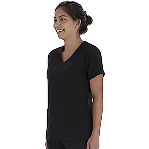 Vital Threads Womens Scrubs Set V-Neck Top & Drawstring Pant, VT514C, S, Black