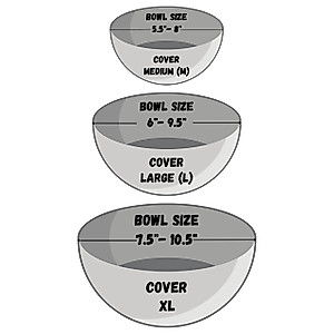 4- Pack Organic Food Bowl Covers Unbleached Reusable 100% Cotton Stretchy Cloth Bowl Covers ~ XL (For 7.5"-10.5" Bowls)