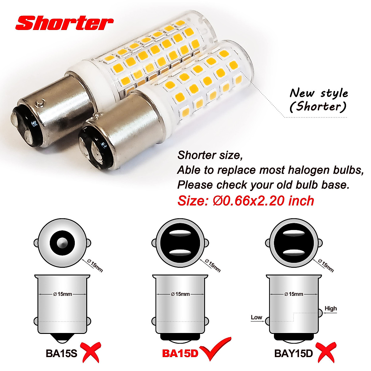 Ziomitus BA15D 120 Volt Double Contact/DC Bayonet Base Led Light Bulbs 50 Watt-75 Watt Replacement, T3/T4/C7/S6, 2700K Soft Warm White BA15D 5W Led Sewing Machine Bulbs, Non-dimmable, 5Pack