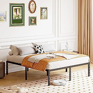 MGNO 18 Inch California King Bed Frame-Metal Platform Bed Frame,Simple and Atmospheric California King Size Bed Frame,Storage Space Under The Bed,No Box Spring Needed,Black