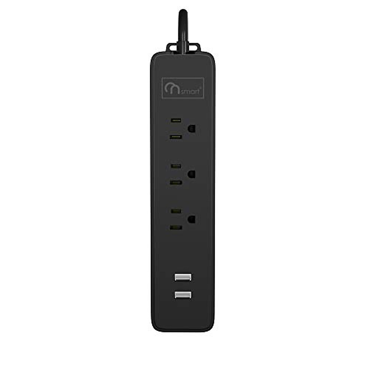 ONSMART 3 AC Outlets 2 USB Power Strip 2.4A Max Output-Mini Charging Station for Home, Travel, Office, Cruise, Overload Protection, 1.5Ft Extension UL Cord-Black(2Pack)