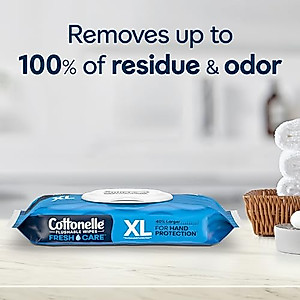 Cottonelle XL Flushable Wet Wipes, Adult Wipes Large, 8 Flip-Top Packs, 45 Wipes Per Pack (360 Total Wipes), Packaging May Vary