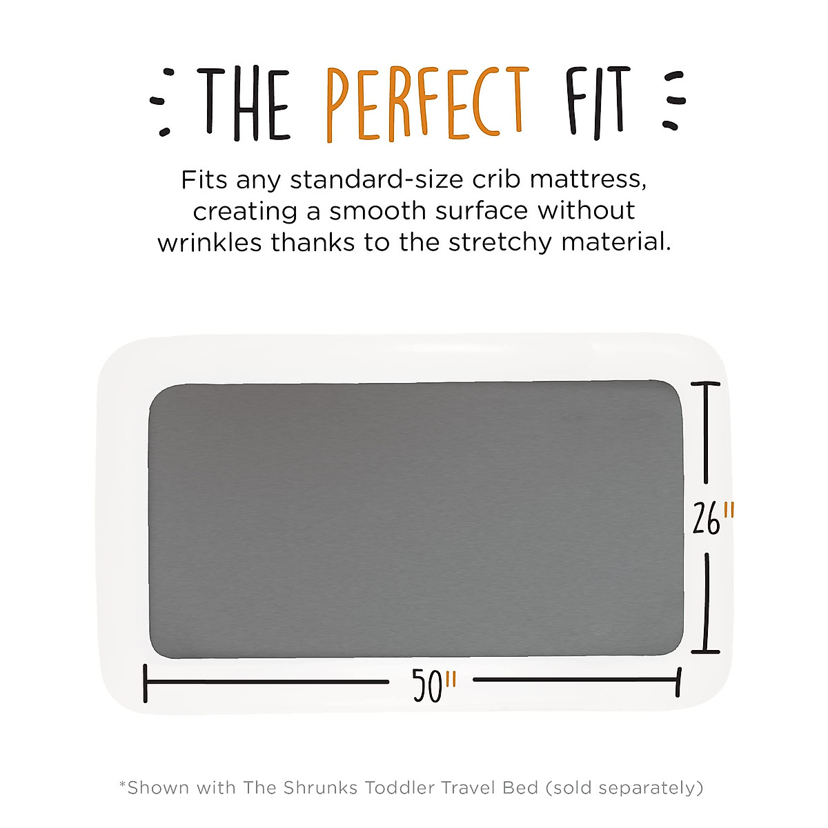 The Shrunks All-In-One Waterproof Mattress Protector Fitted Sheet for Baby Cribs and Toddler Beds Soft Natural Tencel Grey Fabric for Girls or Boys Perfect for Shrunks Toddler Travel Bed Air Mattress