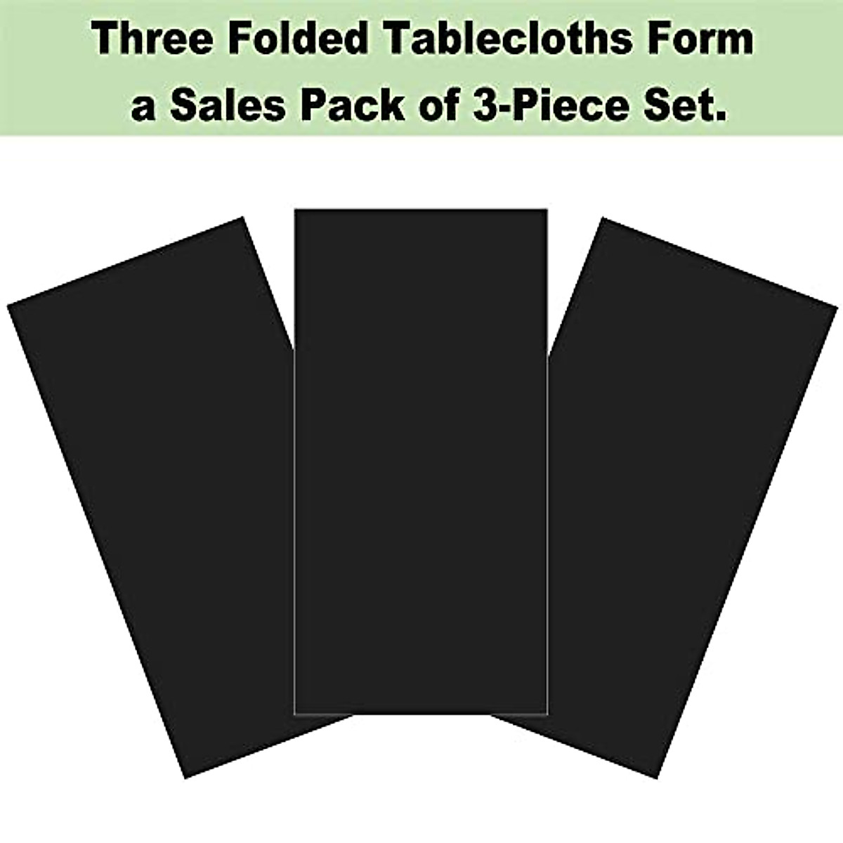 Plastic Black Tablecloths 3 Pack Disposable Table Covers 54 x 108 Inches Pitch Onyx Black Table Cloths for Parties Birthdays Weddings Anniversary BBQ Picnic, Fits 6 to 8 Foot Rectangle Tables