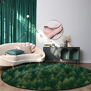 Christmas Reindeer Area Rug Round Rugs 3ft, Merry Christmas Happy New Year Winter Holiday Area Runner Circle Rug Non-Slip Carpets Kids Living Room Bedroom Indoor Outdoor Nursery Rugs Décor