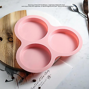 ZHUOMINGJIA 2Pcs Silicone Air Fryer Egg Pan with Silicone Basting Brush for Baking and Silicone Tong,Reusable 3 Cavity Silicone Air Fryer Egg Pan,for make food using air fryers or ovens(4PCS,Pink)