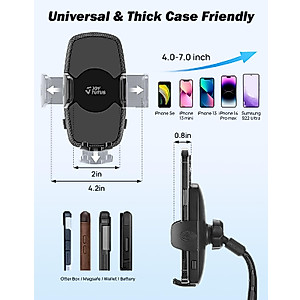 JOYTUTUS Cup Holder Phone Mount for Car, [Upgraded Long & Thick Gooseneck] Cup Phone Holder for Car, Cell Phone Holder Car Fit iPhone, All Smartphones