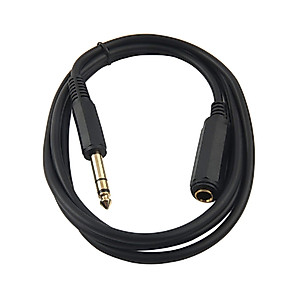 Devinal 6.35mm 1/4" inch Stereo Plug Male to 1/4 Female Stereo Headphone Guitar Extension Cable Cord, Gold Plated Audio Cable Stereo Extender, 6 feet (1.8 M)