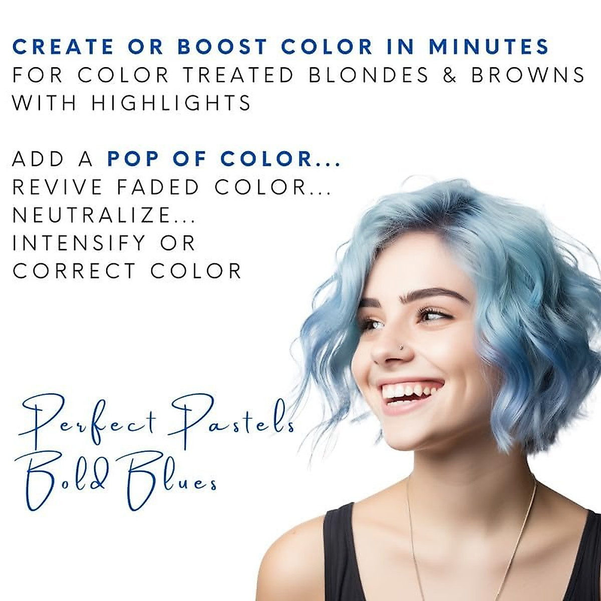 Watercolors INTENSE Semi Permanet Color Depositing Shampoo. Sulfate & Paraben Free to Maintain & Enhance Hair Color 8 fl oz - BLUE