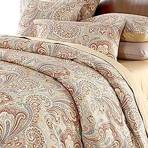 Softta Duvet Cover Set Paisley Bedding Design 800 Thread Count 100% Cotton 3Pcs,Queen Size,Khaki