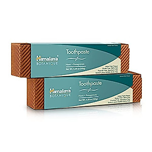 Himalaya Botanique Neem & Pomegranate Toothpaste, Original Formula for Brighter Teeth and Fresh Breath, Fluoride Free, 5.29 oz, 2 Pack