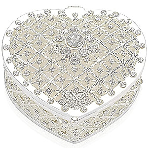 ELLDOO Heart Shape Jewelry Box Wedding Box Keepsake Box Ring Earring Small Trinket Storage Organizer Box for Girls Women Wedding Brithday Gift