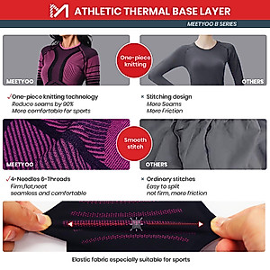 MEETYOO Women's Thermal Sets Winter Long Johns Warm Base Layer Top Bottom Cold Gear Skiing Underwear, Rose Red, Medium