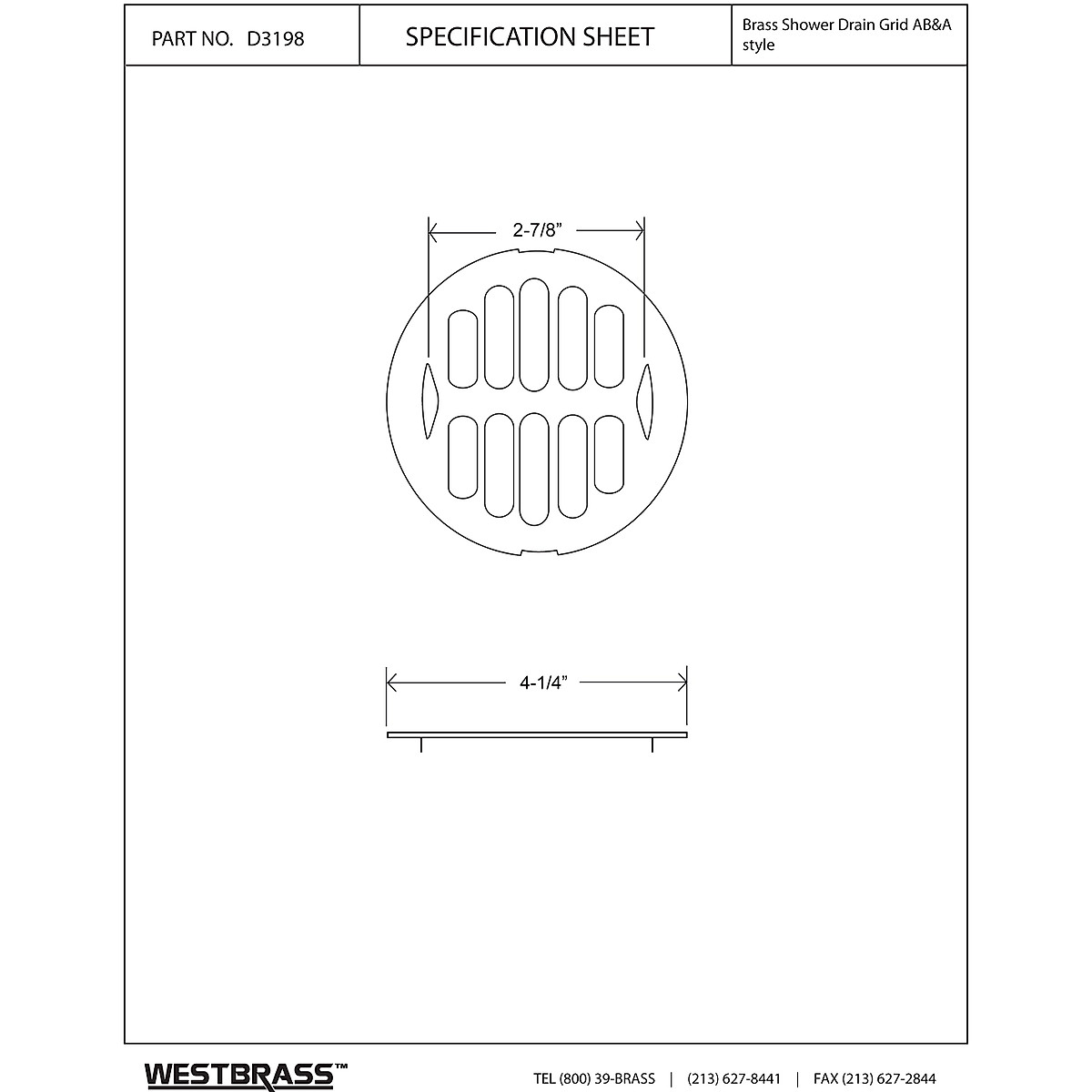 Westbrass 4-1/4" OD Snap-in Shower Drain Strainer, Satin Nickel, D3198-07