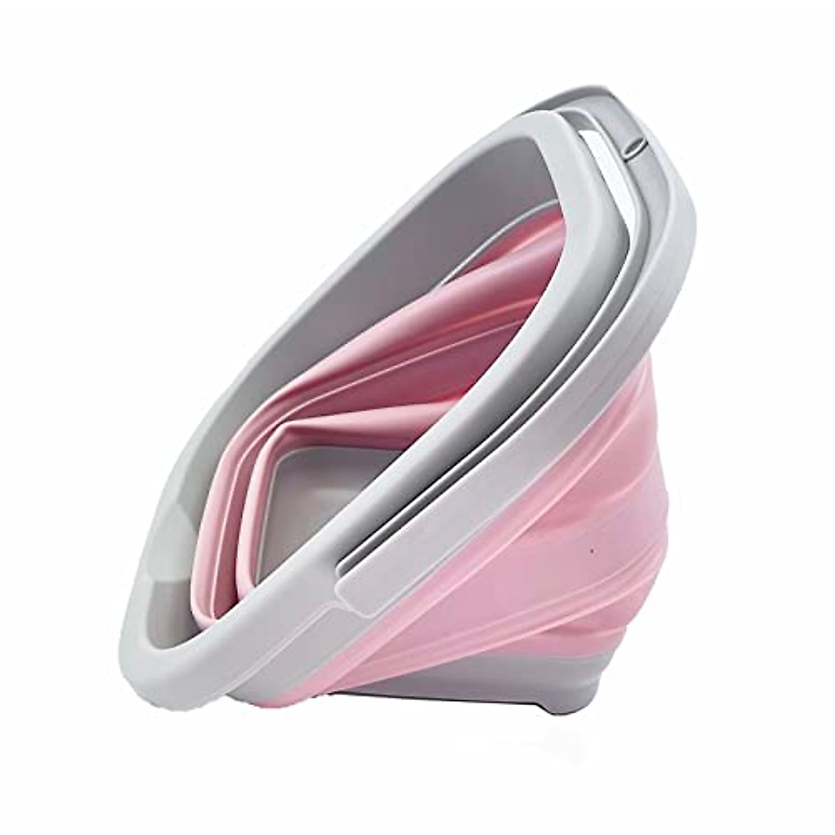 SAMMART 5L (1.3 Gallon) Collapsible Rectangular Handy Basket / Bucket (Pale Pink + Pine (Set of 2))