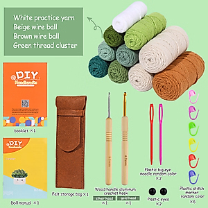 Hssugi Crochet Kit for Beginners - 6pcs Coasters in a Plant Pot Crochet Start Kit, Complete Beginner Crochet Kit with Crochet Hooks, Yarn, Clear Video Tutorials for Adult Beginners
