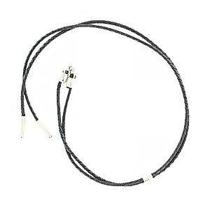 M&F Western Braided Stampede String with Silver Slide and Tips, Attaches with Cotter Pins, Black, 24" Length