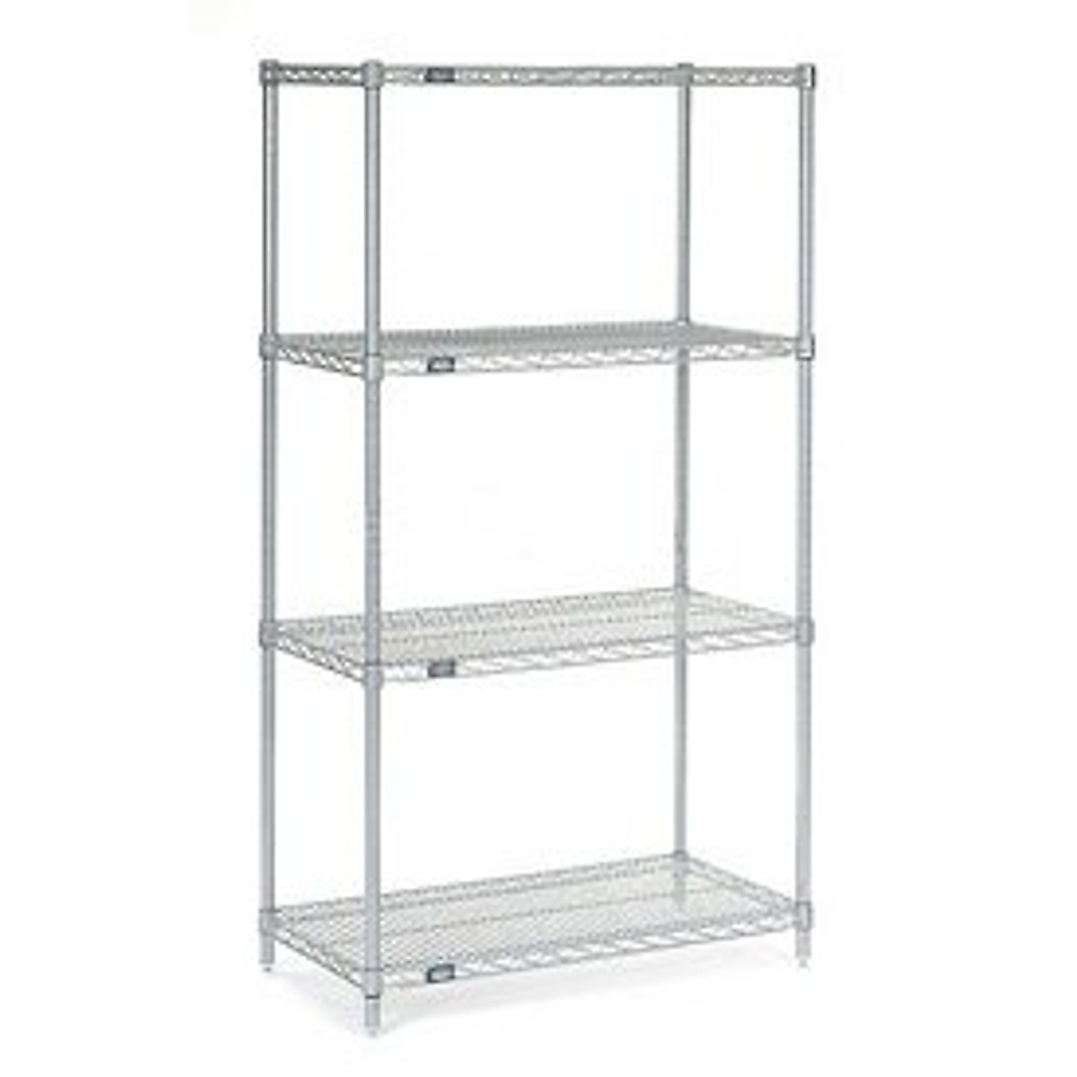 Nexel Adjustable Wire Shelving Unit, 4 Tier, NSF Listed Commercial Storage Rack, 24" x 30" x 74", Silver Epoxy