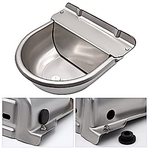 KHEARPSL Automatic Dog Water Bowl Livestock Waterer with Float Valve and Drain Hole, Stainless Steel Water Trough Auto Waterer for Dogs Livestock (Auto Waterer)