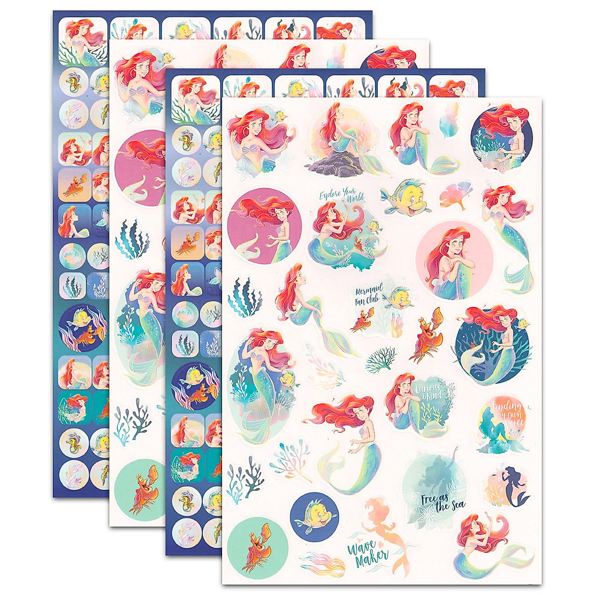 The Little Mermaid Twin Bedding Set for Girls - Bundle with Ariel Bedspread, Flat Sheet, Fitted Sheet, and Pillowcase for Twin Bed Plus Room Decor, Stickers, More | Little Mermaid Bedroom Decor