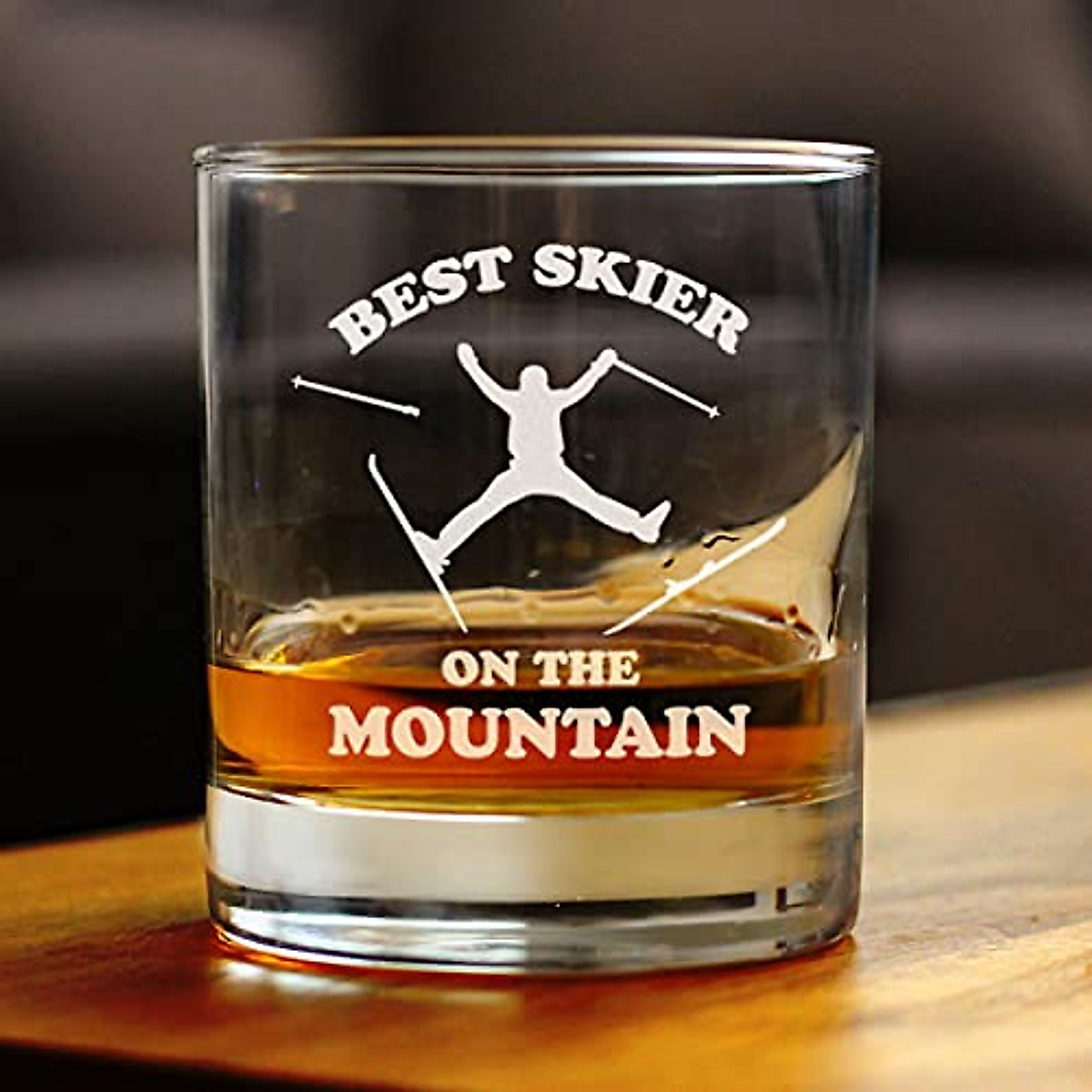 Best Skier - Whiskey Rocks Glass - Unique Skiing Themed Decor and Gifts for Mountain Lovers - 10.25 Oz Glasses