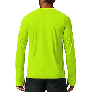 Mens UPF 50 Long Sleeve Shirt(Neon Green,XXL)