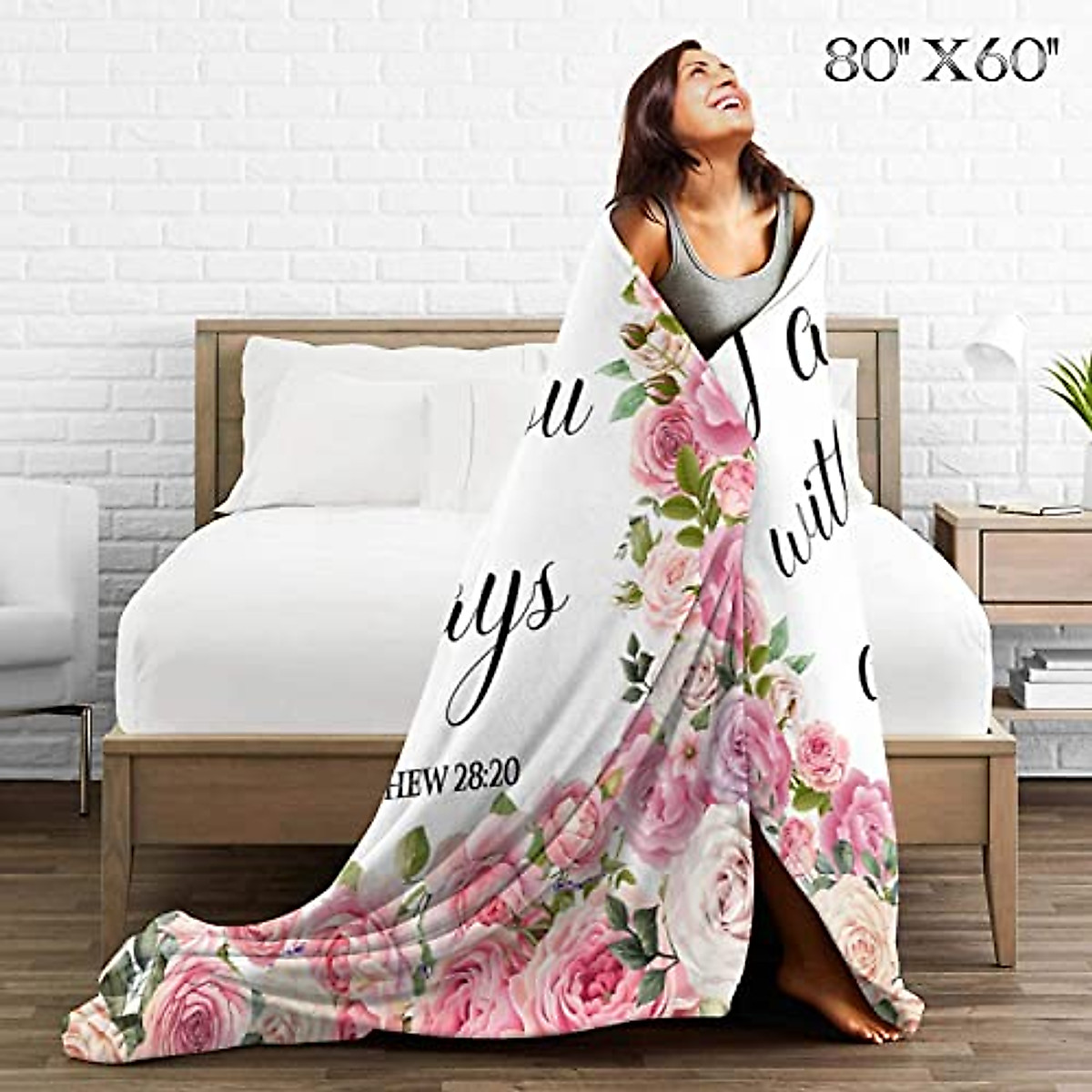 Christian Blanket with Inspirational Thoughts and Prayers Religious Bible Verse Throw Blanket Ultra Soft Warm Flannel Blankets for Women Men Gifts 50"X 40"