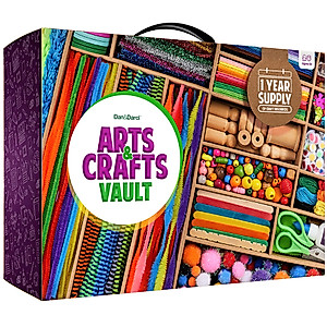 Dan&Darci Arts and Crafts Vault - Craft Supplies Kit in a Box for Kids Ages 4 5 6 7 8 9 10 11 & 12 Year Old Girls & Boys - Crafting Set Kits - Easter Gift Ideas for Kids Art Activity Gifts