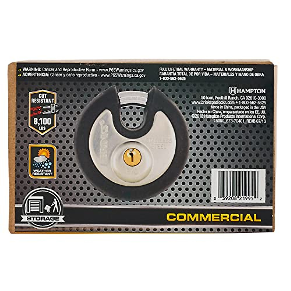 BRINKS Heavy Duty Padlocks & Keys 4 Pack 70mm Stainless Steel Keyed Alike Commercial Discus Keyed Lock for Storage Shed Garage Locker Sliding Doors Cabinets & More Round with Boron Shackle, Black