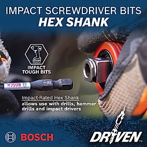 BOSCH SDMSD45 45-Piece Driven Impact Tough Screwdriving Custom Case Assorted Set with Included Storage Case