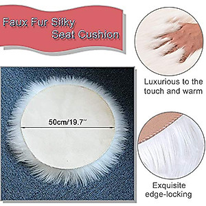 50cm/ 20inch Soft Round Faux Sheepskin Rugs, Faux Plush Fur Area Rugs, Ultra Soft Fluffy Rugs for Living Room Bedroom Floor Sofa (White)