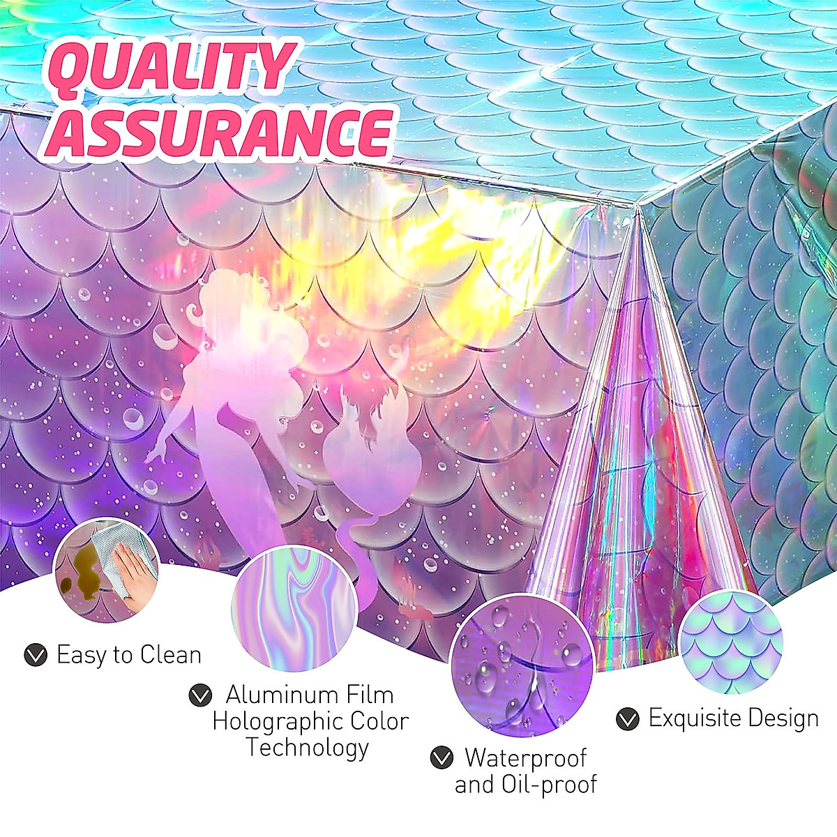 146Pcs Mermaid Plates and Napkins Mermaid Party Supplies Includes Plates, Napkin, Fork, Cup, Straw, Tablecloth, Banner for Baby Shower Ocean Birthday Party Decorations, Serves 24 (Mermaid)