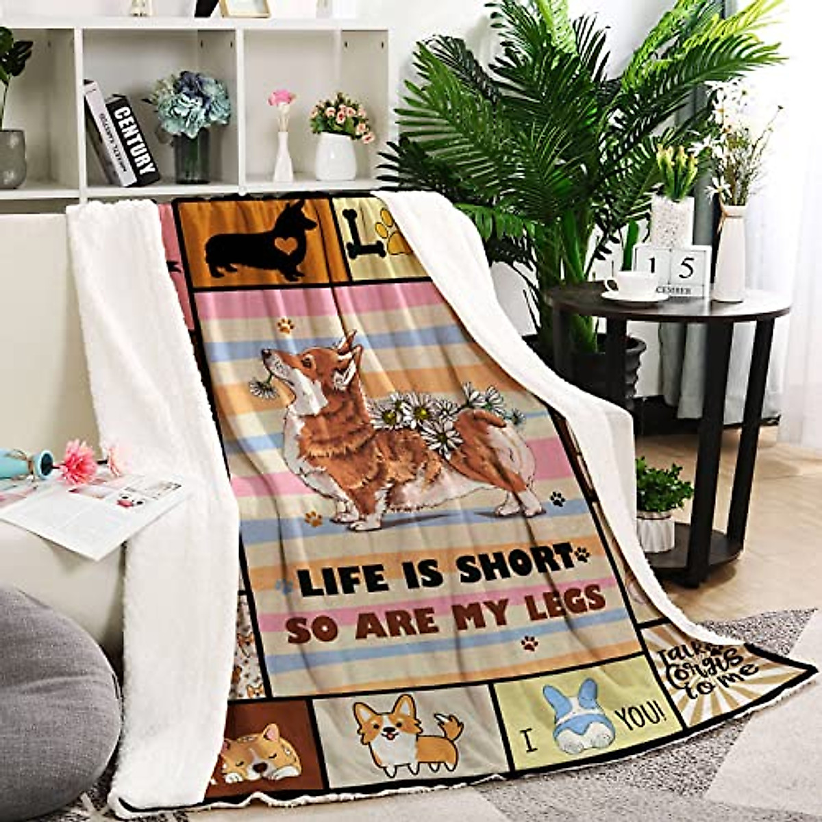 Corgi Gifts for Corgi Lovers, Cute Corgi Blanket, Lightweight Super Soft Cozy Throw Blanket for Sofa Bed Couch Chair Living Room 50 x 60 Inch, Corgi Gifts Christmas Birthday Gifts for Kids and Adults