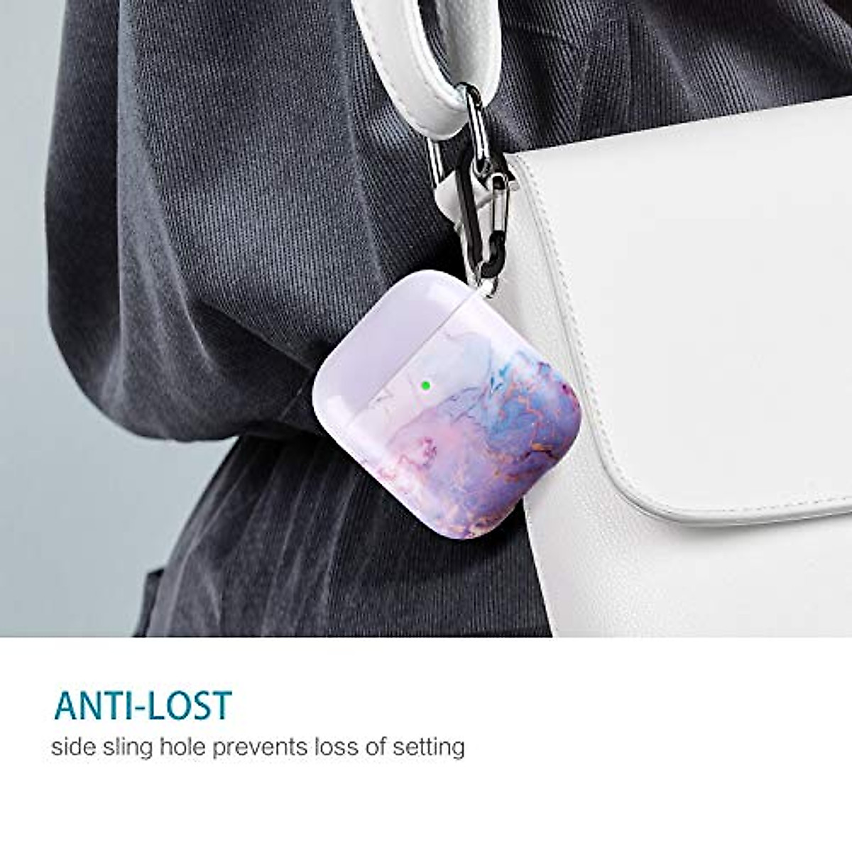 Airpods Case, Vimorco Portable Shockproof Hard Protective Case 5 in 1 Protective Cover Accessories for Airpods 1&2 Charging Case (Purple Marble)