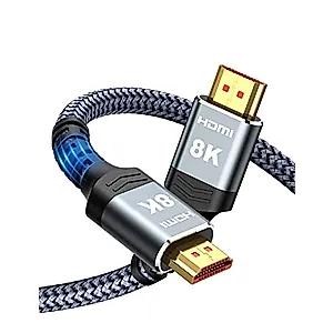 Highwings 8K HDMI Cable 2.1 48Gbps 6.6FT/2M, High Speed HDMI Braided Cord-4K@120Hz 8K@60Hz, DTS:X, HDCP 2.2 & 2.3, HDR 10 Compatible with Roku TV/PS5/HDTV/Blu-ray