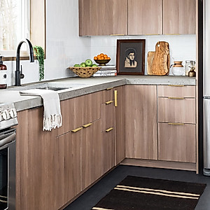 Peaha 10 Pack Kitchen Cabinet Handles 3 inch Matte Gold Pulls for Dresser Drawers Brushed Brass Door Edge Finger Pull Hardware