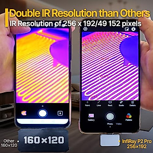 InfiRay P2 Pro Thermal Camera for Android, 256x192 IR High Resolution, 9g Smallest Thermal Imager with -4°F to 1112°F Temp Range, Video Recording Supported, Works for Smartphones and PC & Tablets
