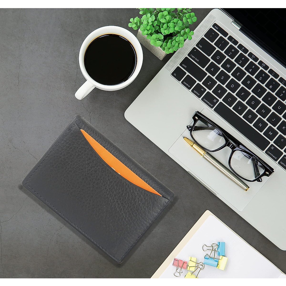 Texan Bull Credit Card Holder RFID Signal Blocking Unisex Slim Bifold Business Card Organizer Wallet (Black)