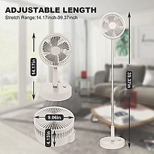 BIGTREE Portable Standing Fan with Remote Controller,8 inch USB Desk Fan,Adjustable Height,Quiet Foldable Floor Fan,Telescopic Pedestal Fans for Personal Bedroom Office Fishing Camping (Oscillating)