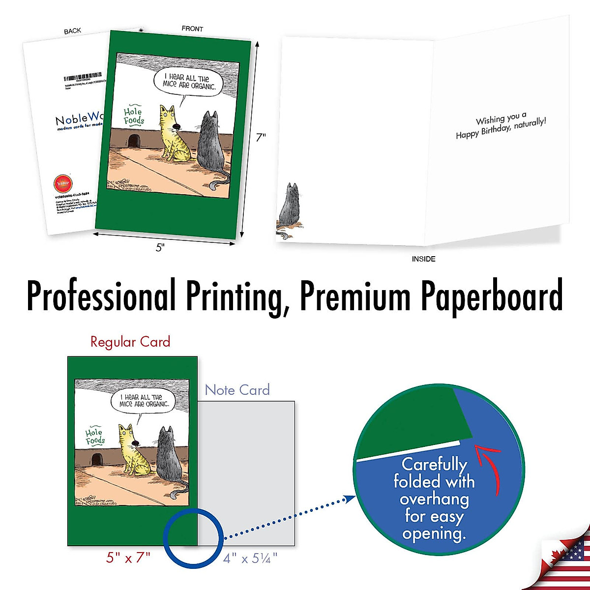 NobleWorks Assorted 3 Pack of Cats Humor Birthday Cartoons Greeting Cards with Envelopes (3 Designs, 1 Each) Cat Laughs VC2805BDG-C1x3