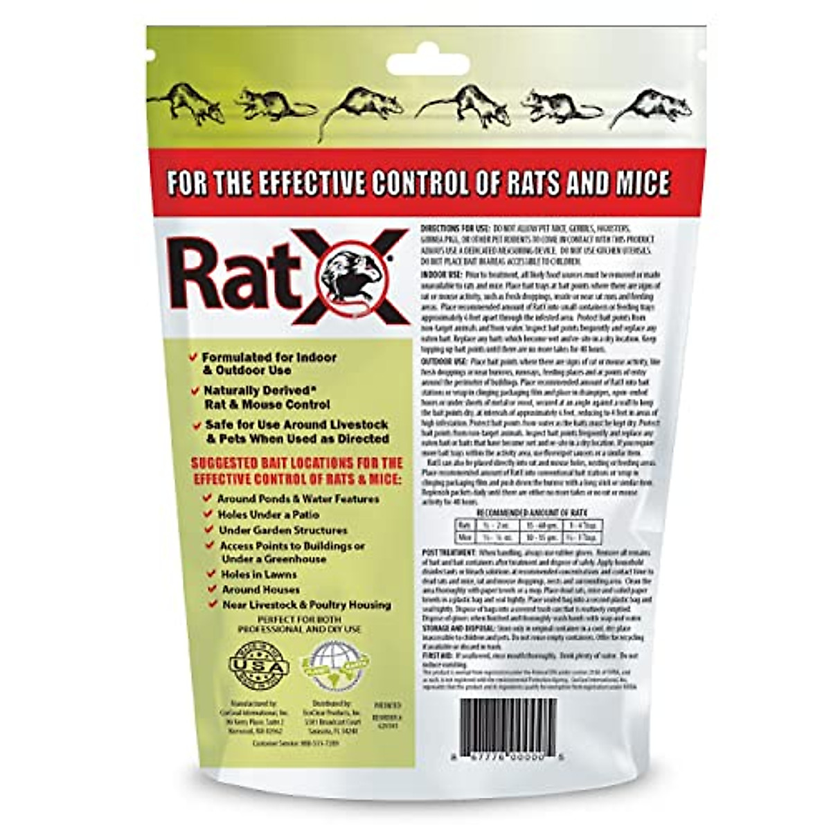 EcoClear Products 620100-6D RatX All-Natural for All Speices Rat and Mouse, 8 oz. Bag