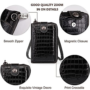 Montana West Crocodile Crossbody Cell Phone Purse For Women Cellphone Wallet Bag Travel Size With Coin Pocket MBB-MWC-174BK