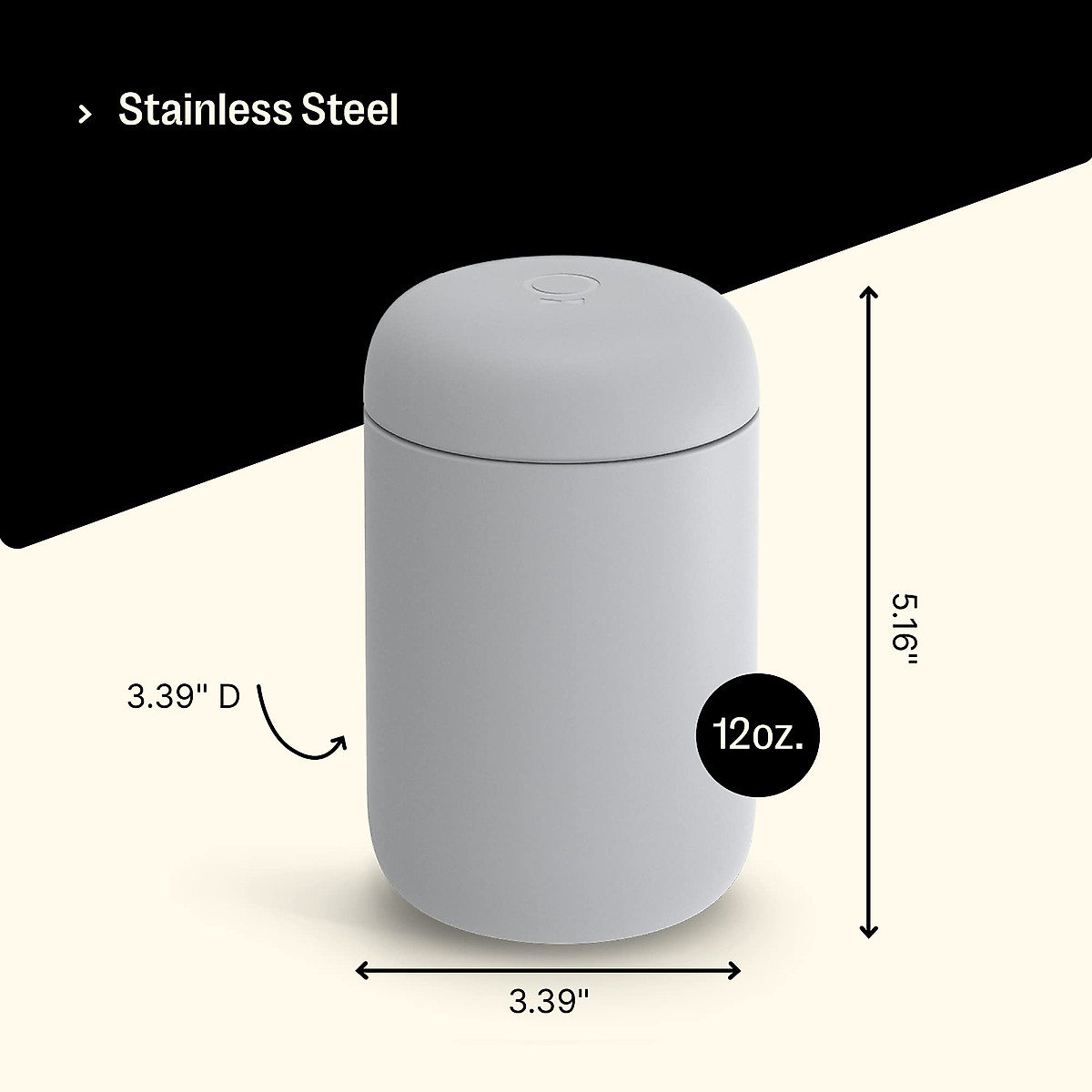 Fellow 12 oz Carter Wide Travel Mug - Wide Mouth Vacuum-Insulated Stainless Steel Coffee Mug - Tea and Coffee Tumbler - Travel Coffee Mug with Ceramic Interior - Matte Grey