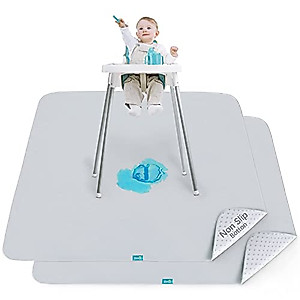 Splat Mat 2 Pack for Under High Chair & Arts & Crafts & Eating Mess, Waterproof 42''×46”Baby Playtime Anti-Slip High Chair Mat for Floor or Table, Reusable & Portable Splash Mat for Under High Chair