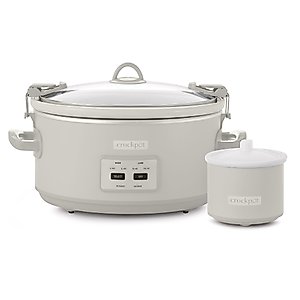 Crock-Pot 7 Quart Cook and Carry Slow Cooker with Touch Control, 4 Pre Programmed Settings, Removable Stoneware, and Locking Lid, Mushroom