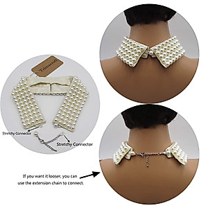 Trimscraft Collar Necklace Simulated Pearl Detachable False Collar Choker Clothing Accessory for Women (Off-white)